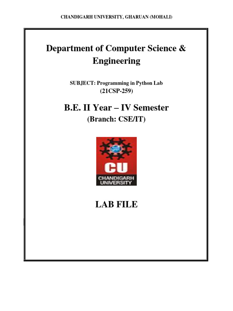 Python Lab Manual 2023 | Download Free PDF | Scripting Language | Computer Program