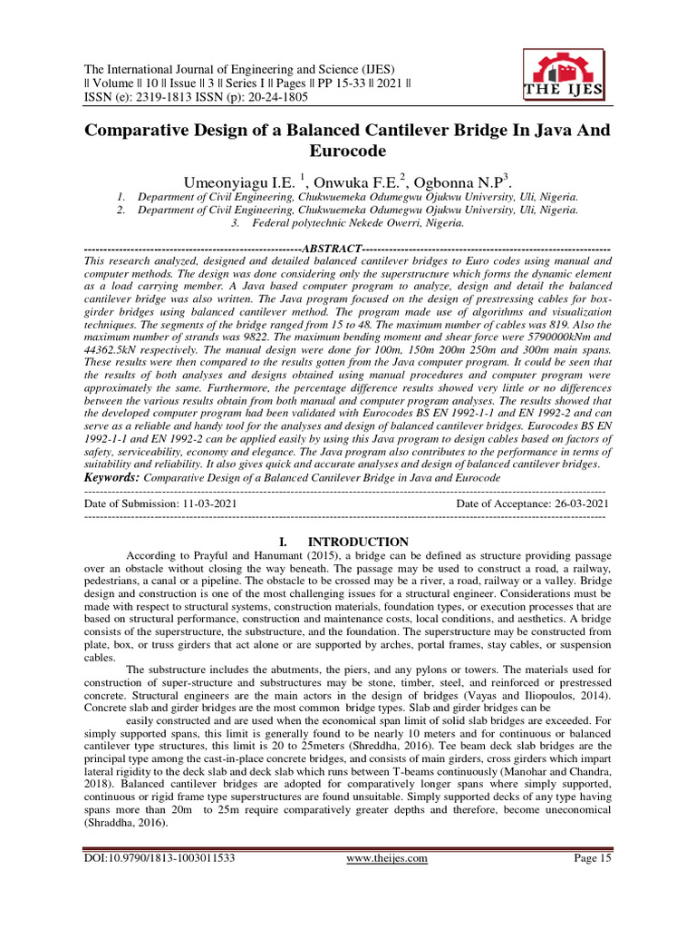 Comparative Design of A Balanced Cantilever Bridge in Java and Eurocode | Download Free PDF ...