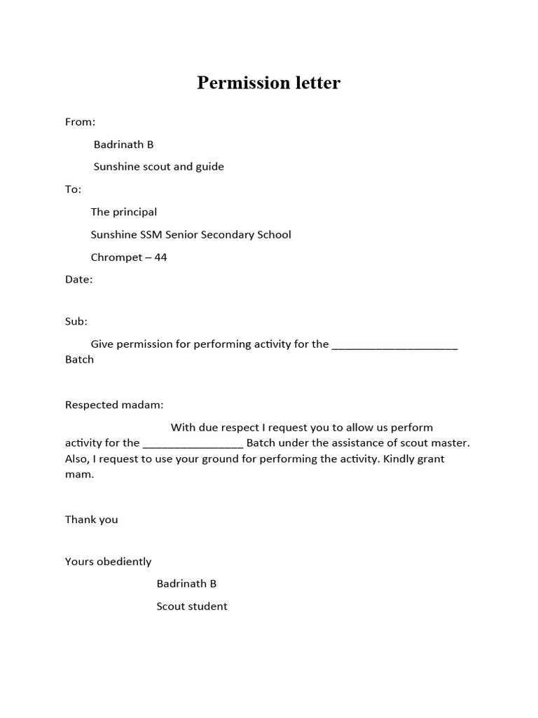Permission Letter Scouts | PDF