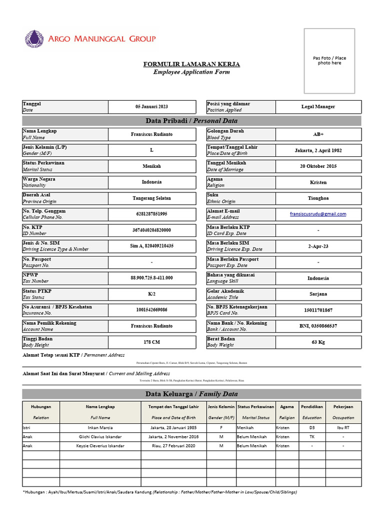 AMG FR LM Employment Application Form | PDF