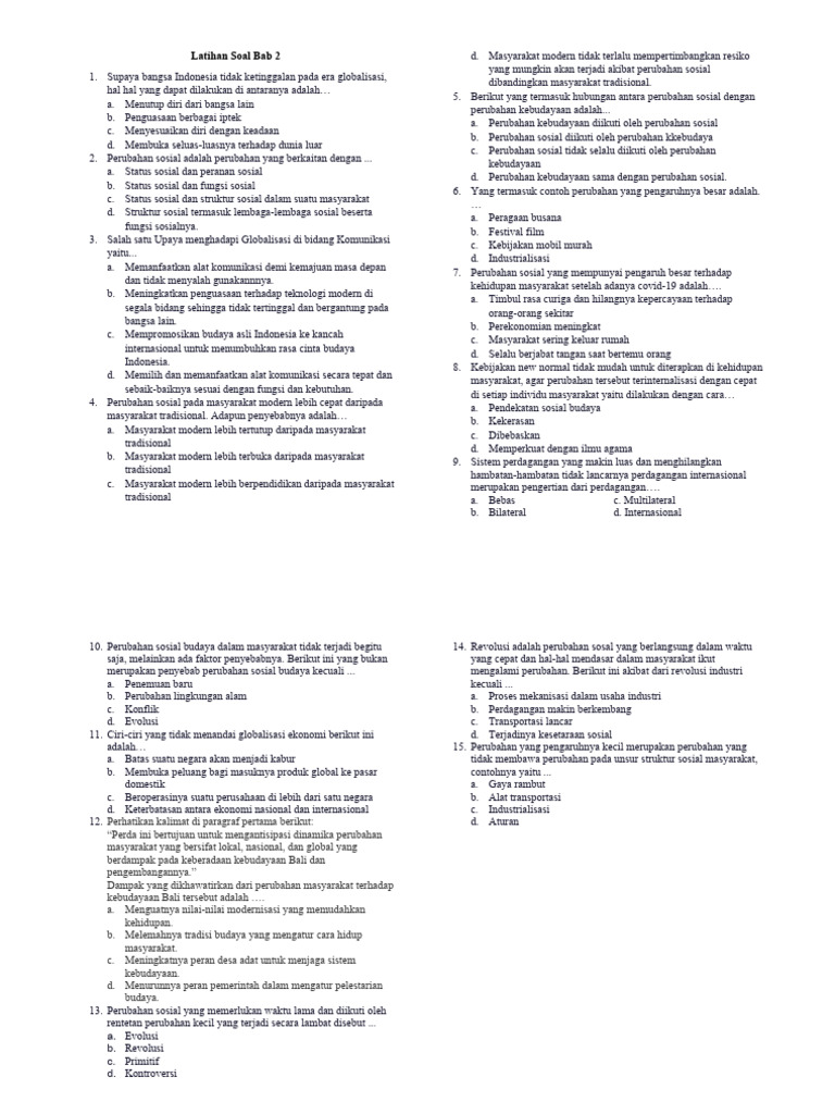 Latihan Soal Bab 2 (Kelas 9) | PDF