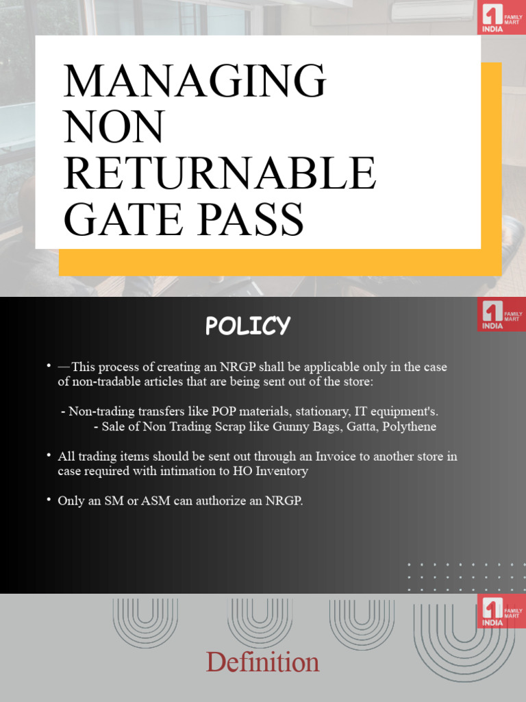 Non-Returnable Gate Pass Management | PDF