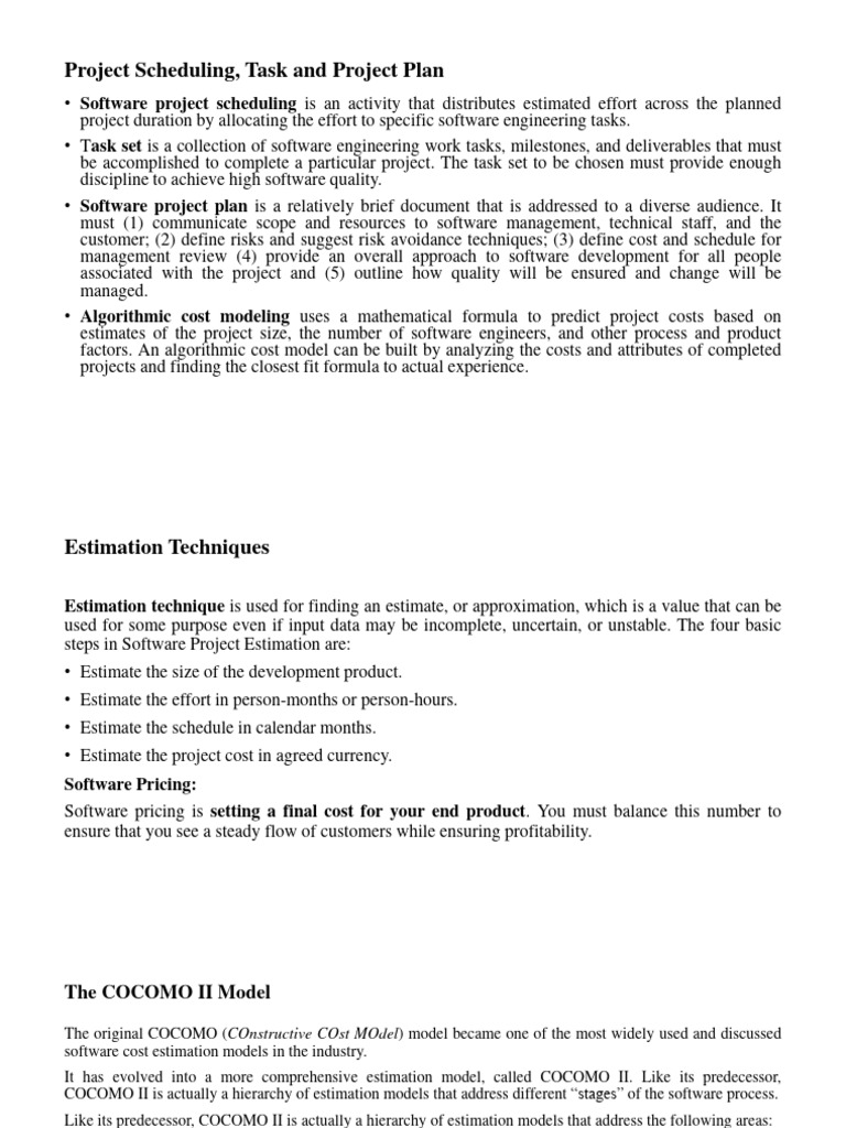 7 B Project Scheduling Estimation and COCOMO Model | PDF | Software | Systems Science