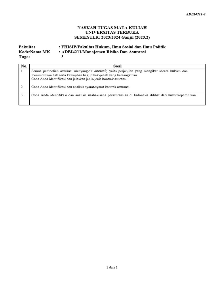 Soal Adbi4211 Tmk3 1 | PDF