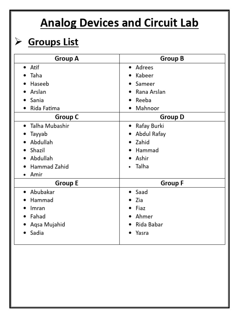 Analog Circuit Groups | PDF