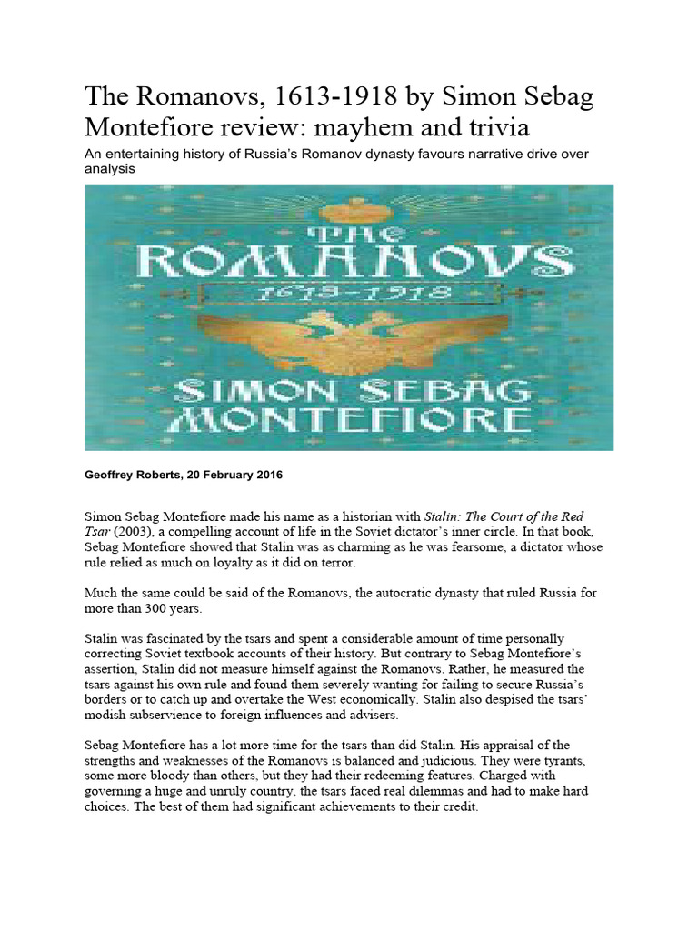 The Romanovs: A Narrative History | PDF | Nicholas Ii Of Russia ...