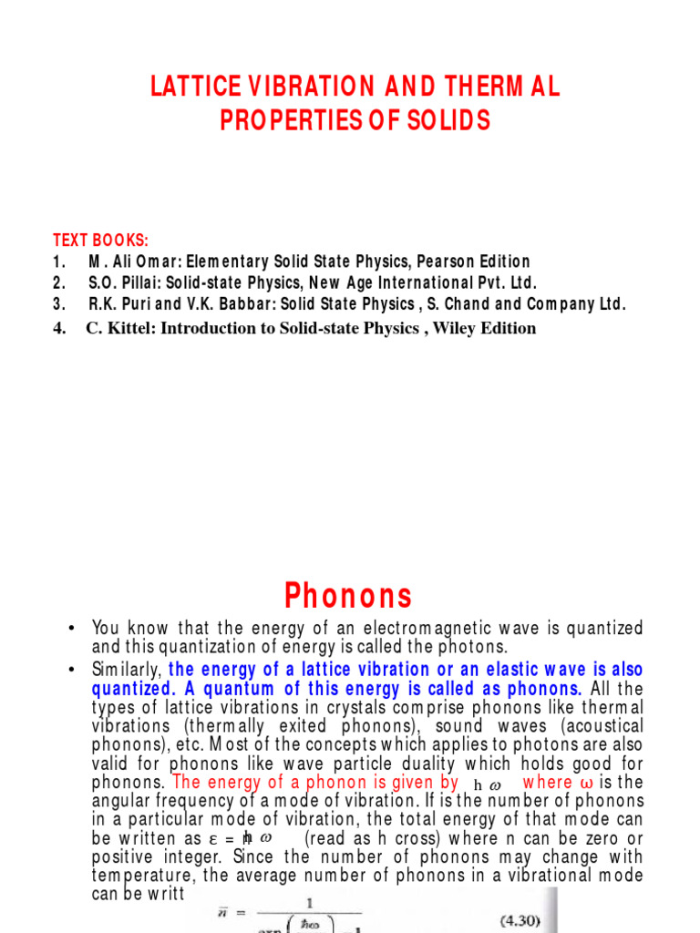 Lattice Vibration and Thermal Properties of Solids | PDF | Philosophy