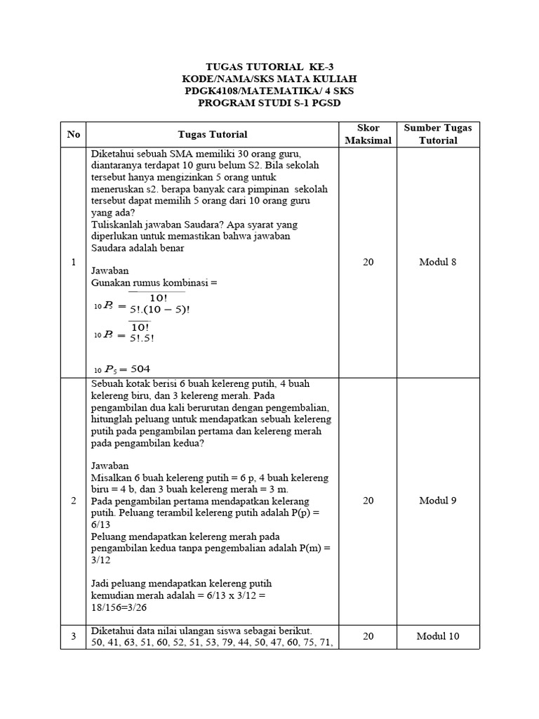 Kunci Jawaban Tugas 3 | PDF