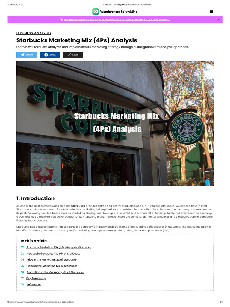 Starbucks 4Ps Marketing Mix Analysis | PDF | Starbucks | Brand
