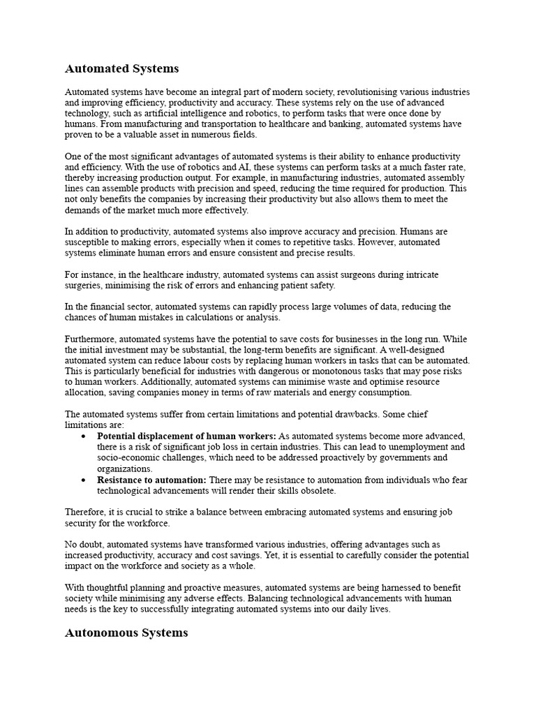 Automated versus Autonomous Systems | PDF | Automation | Probability
