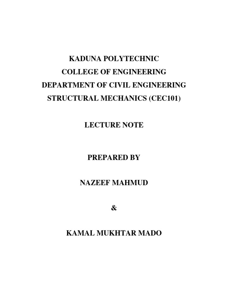 Structural Mechanics (CEC 101) - 1 | PDF | Friction | Force