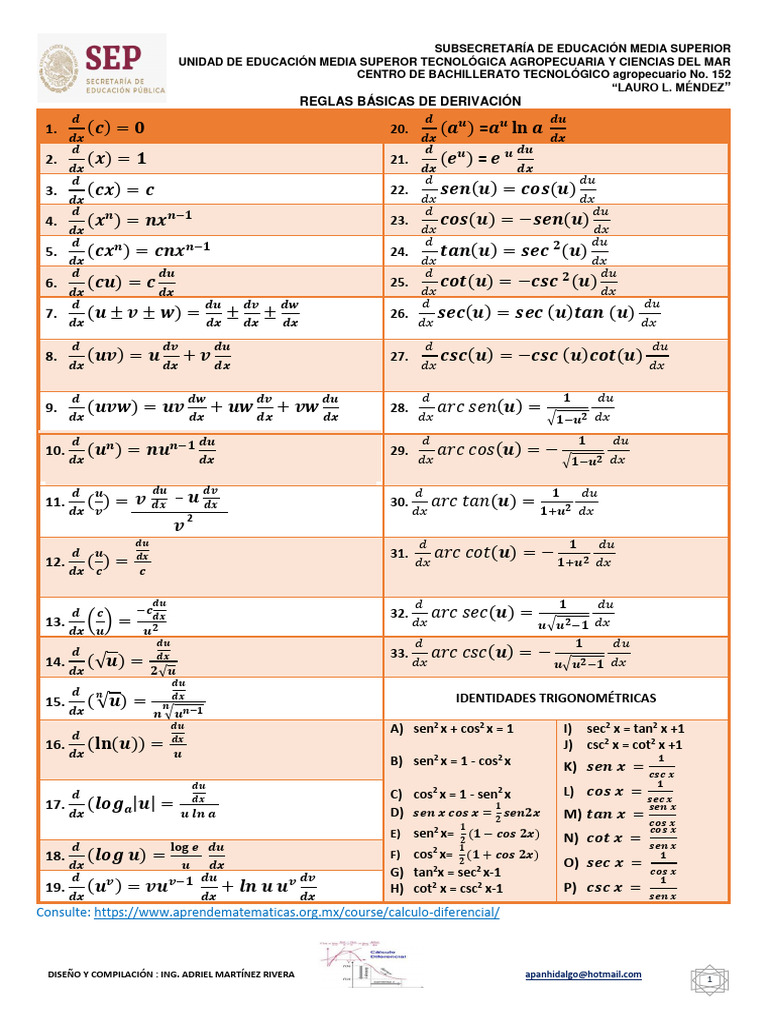 Reglas de Derivación | PDF