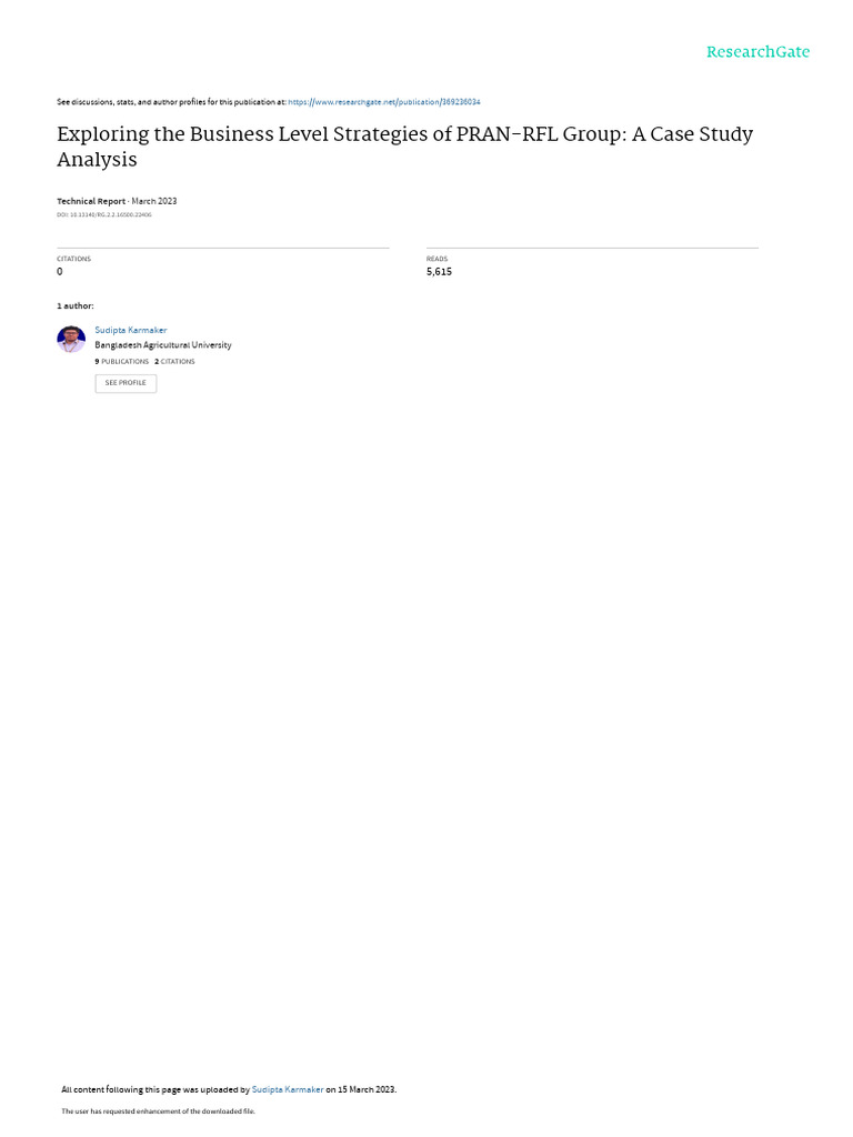 Exploring The Business Level Strategies of PRAN-RFL Group: A Case Study ...