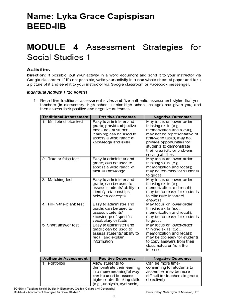 Module 4 Activity | PDF | Educational Assessment | Learning