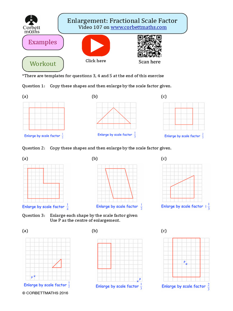 Fractional Scale Factor Exercises | PDF | Functions And Mappings ...