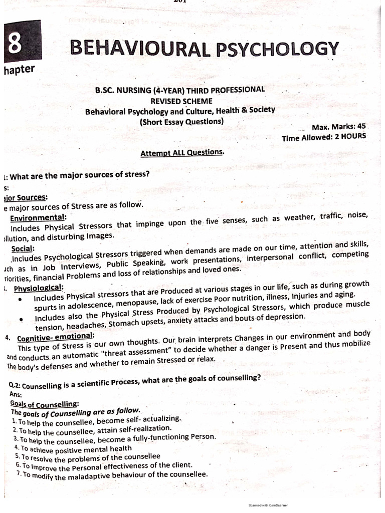 Behavioral Psychology Past Papers | PDF