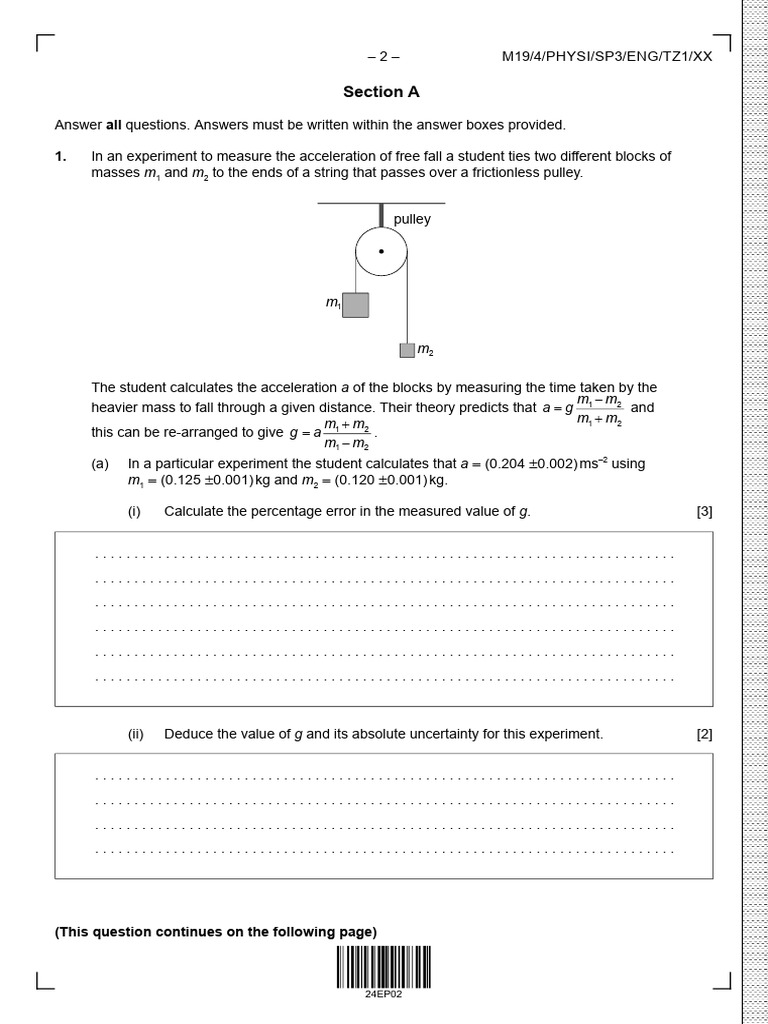 Paper 3 - Section A | PDF | Wavelength | Mass
