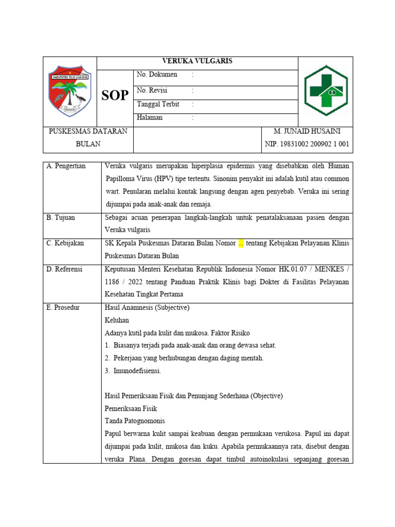 Tatalaksana Veruka Vulgaris di Puskesmas | PDF | Kesehatan Holistik ...