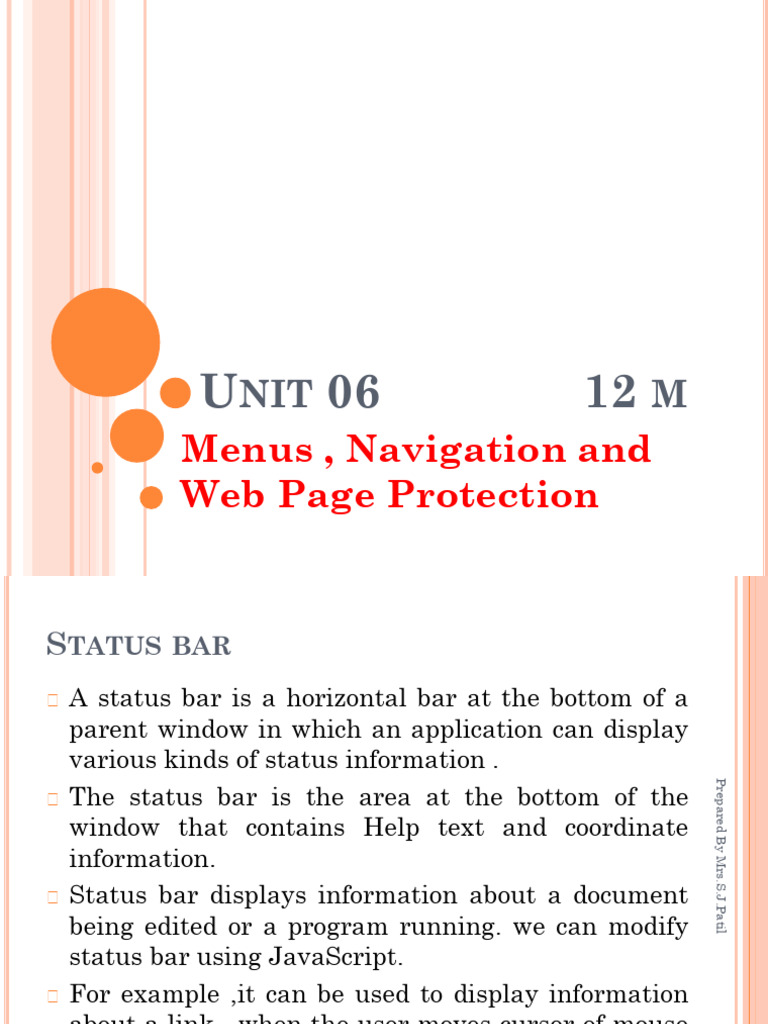 Unit-6 Menus, Navigation and Web Page Protection | PDF | Java Script ...