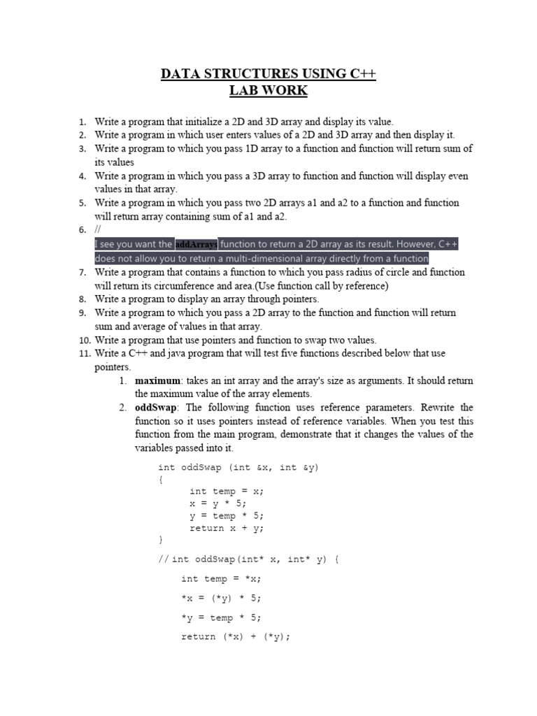 Dsa Assignment 1 Arrays And Pointers Pdf Pointer Computer