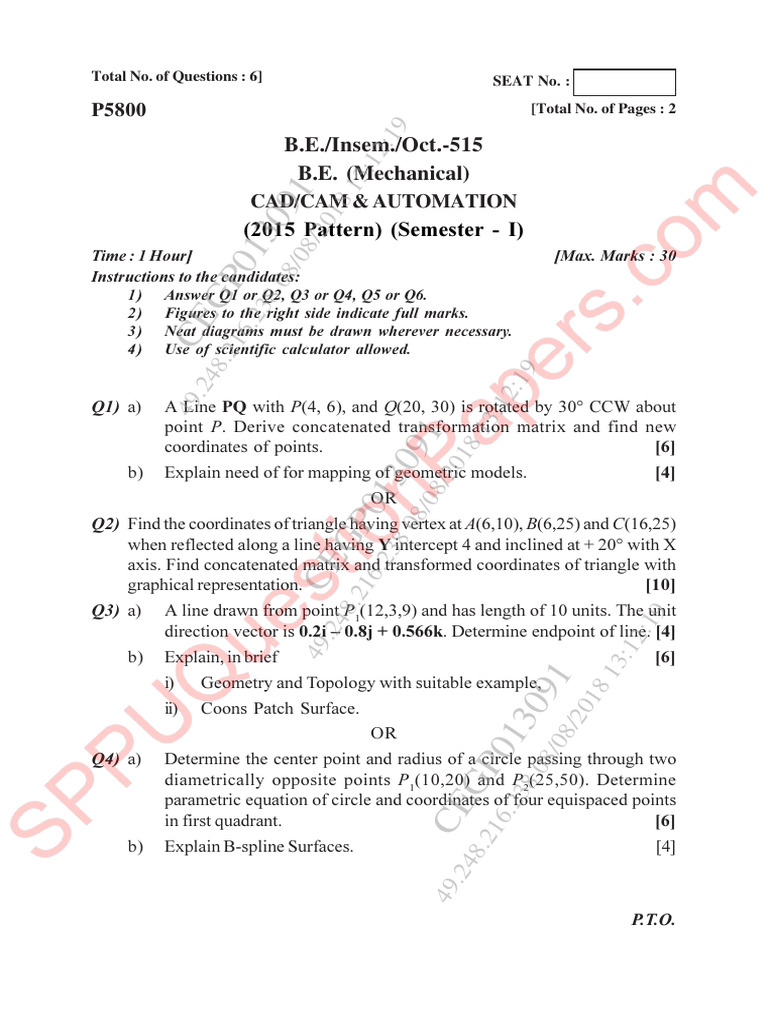 Be - Mechanical Engineering - Semester 7 - 2018 - August - Cad Cam ... Be - Mechanical Engineering - Semester 7 - 2018 - August - Cad Cam ...