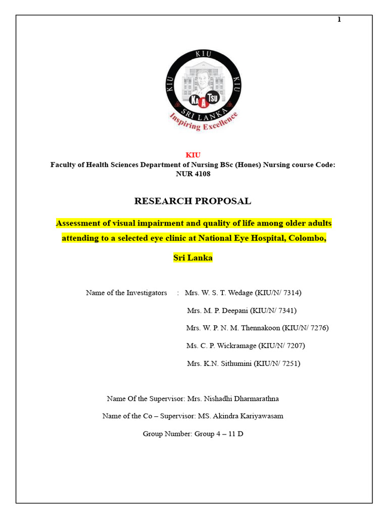 Group Number 4 - 11 D Research Praposal | PDF | Visual Impairment | Quality Of Life