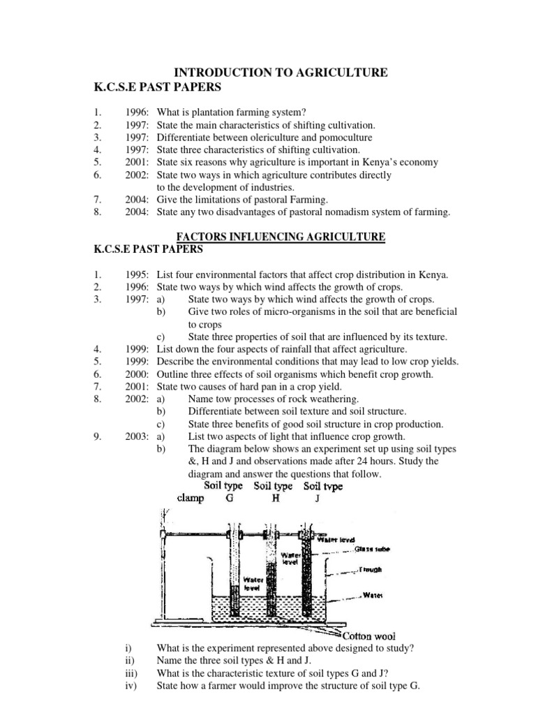 KCSE Agriculture Exam Insights | PDF | Agriculture | Tillage