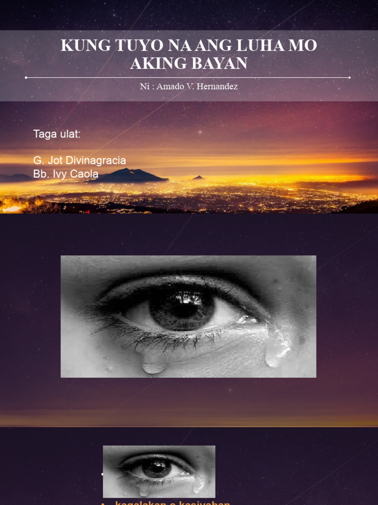 DIVINAGRACIA at CAOLA Pagsusuri NG Tulang Kung Tuyo Na Ang Luha Mo Aking Bayan | PDF