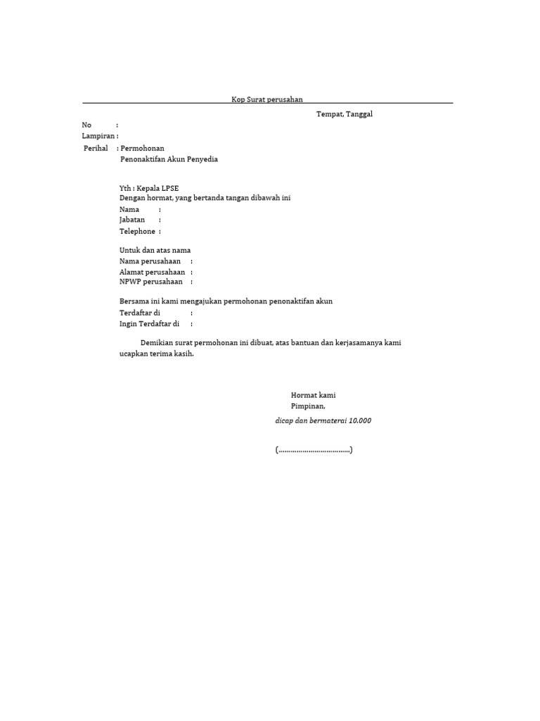 FORM NONAKTIF AKUN Oss | PDF