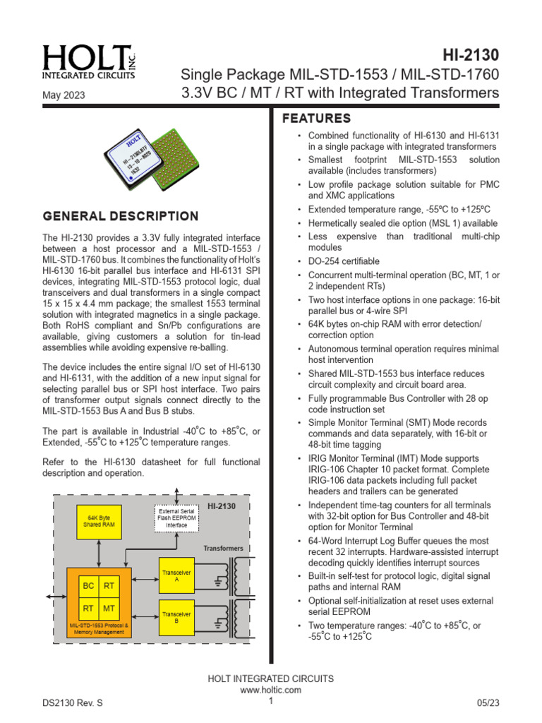 Hi 2130 - V Rev S Data Sheet | PDF | Computer Science | Integrated Circuit
