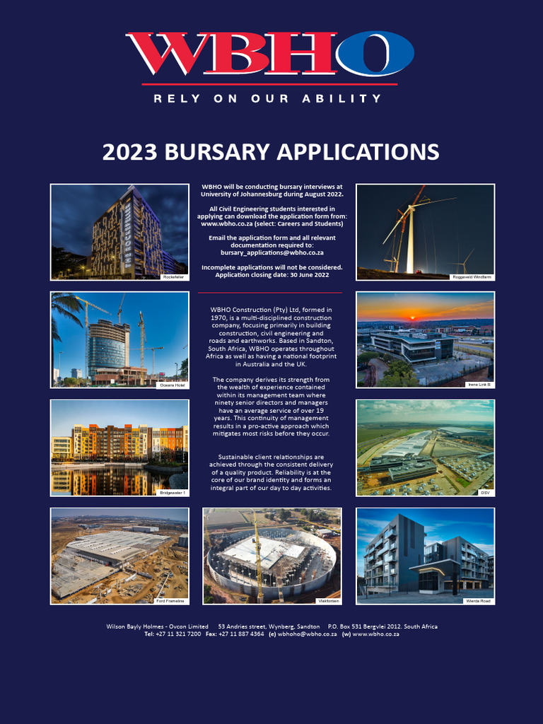 WBHO Bursary Advert | PDF | Economies | Business