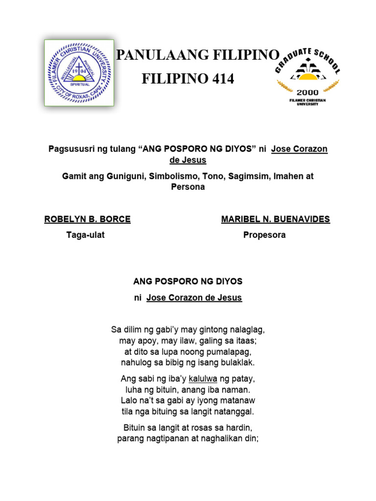 Robelyn B. Borce Fiil 414 Pagsusuri NG Tula | PDF