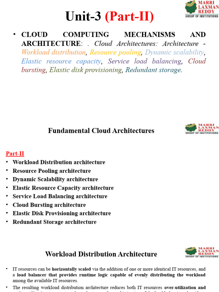 Unit 3 CC Part II | Download Free PDF | Cloud Computing | Load Balancing (Computing)