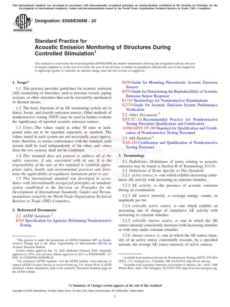 Astm E569 E569m 20 | PDF | Fracture | Nondestructive Testing