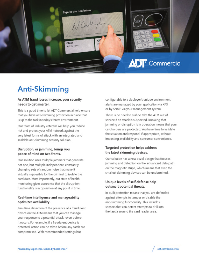 Adt Commercial Anti Skimming Brochure | PDF | Automated Teller Machine ...