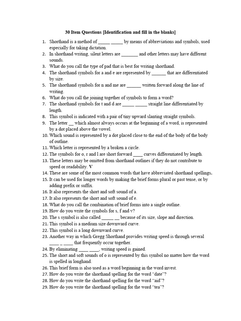 Shorthand Mastery Quiz | PDF | Shorthand | Linguistic Morphology