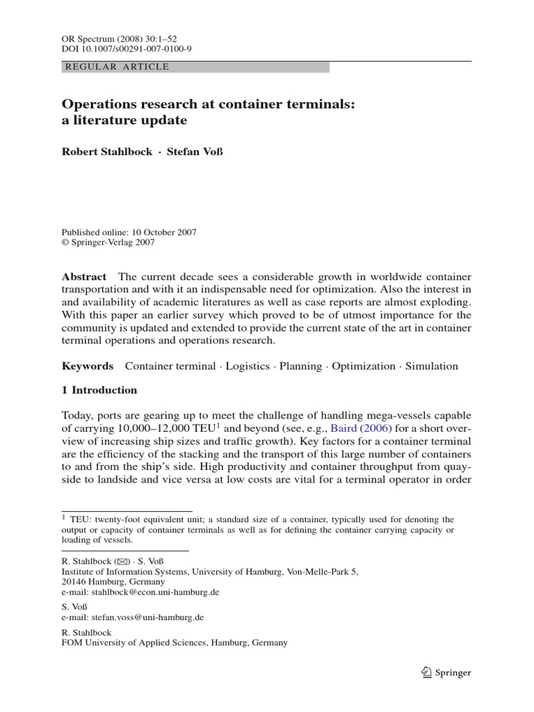 Operations Research at Container Terminals | PDF | Mathematical Optimization