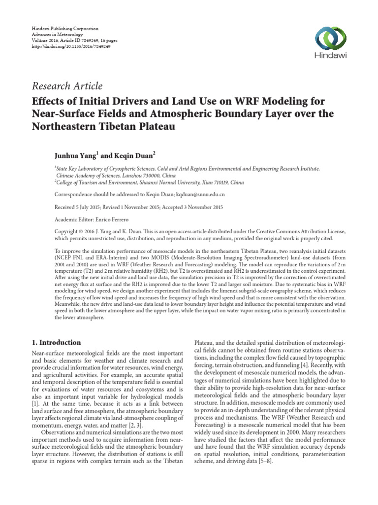 Effects of Initial Drivers and Land Use On WRF Mod | PDF | Meteorology | Applied And ...