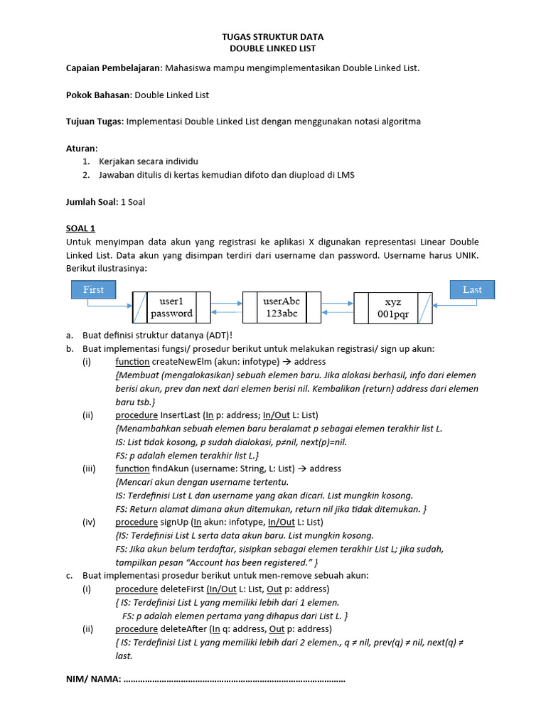 Implementasi Double Linked List | PDF