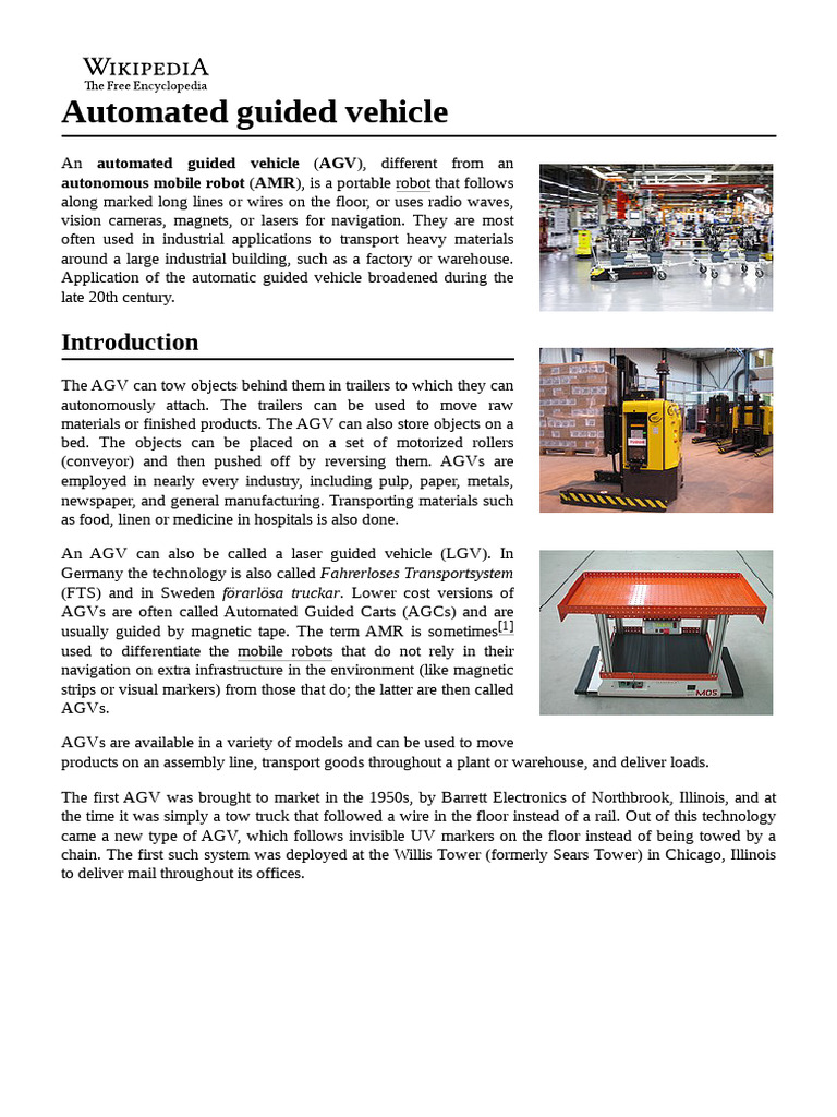 Automated Guided Vehicle | PDF | Manufactured Goods | Transport