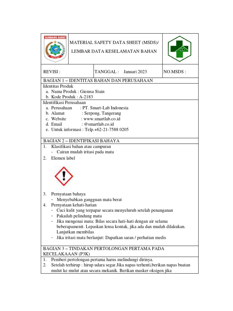 MSDS Giemsa | PDF