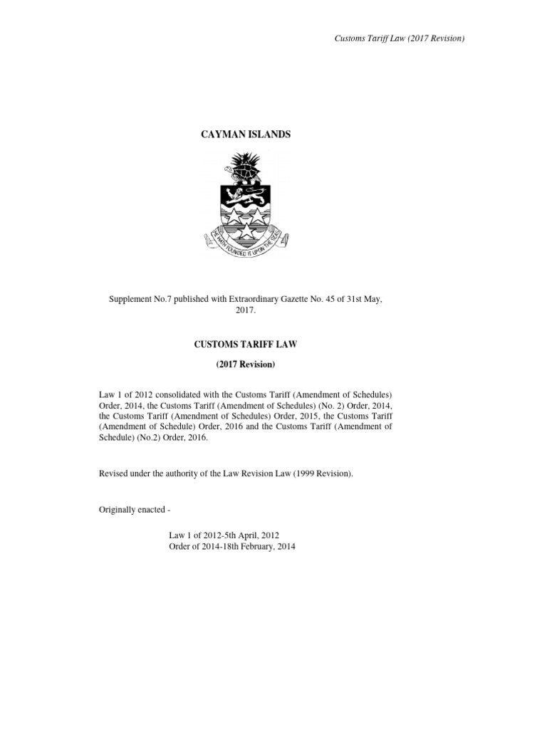 Customs Tariff Law Overview 2017 | PDF | Textiles | Butter
