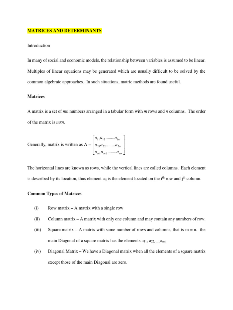 Matrices and Determinants | PDF | Matrix (Mathematics) | Polynomial