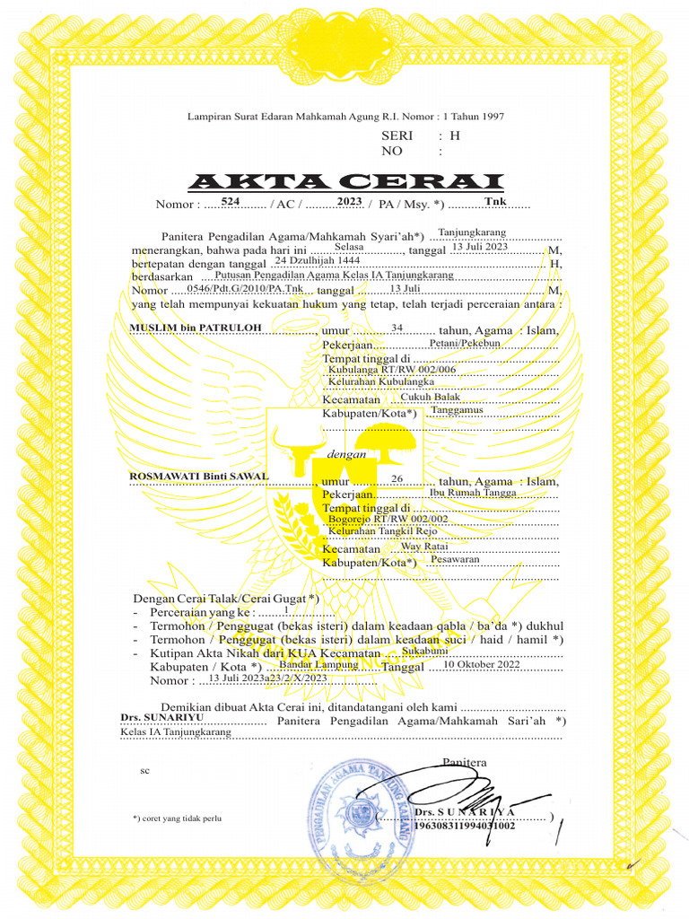 Akta Cerai Muslim | PDF