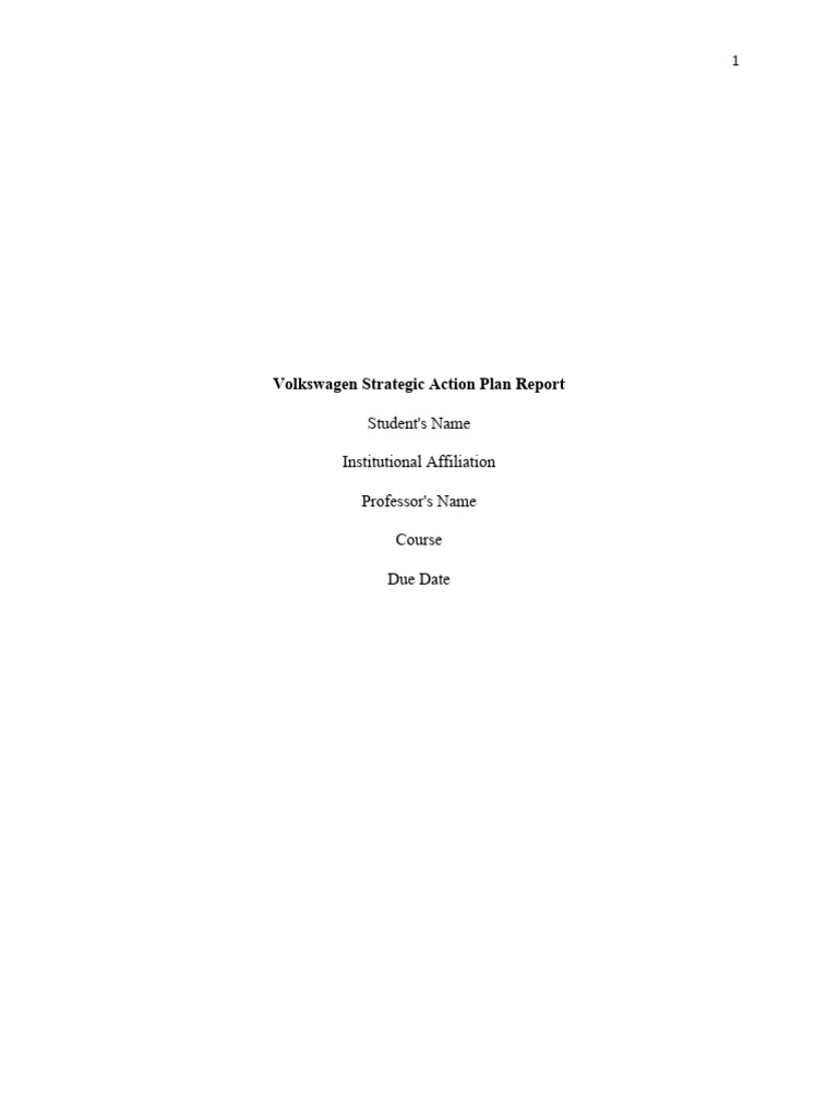 Volkswagen Strategic Action Plan Report | PDF | Car | Sustainability