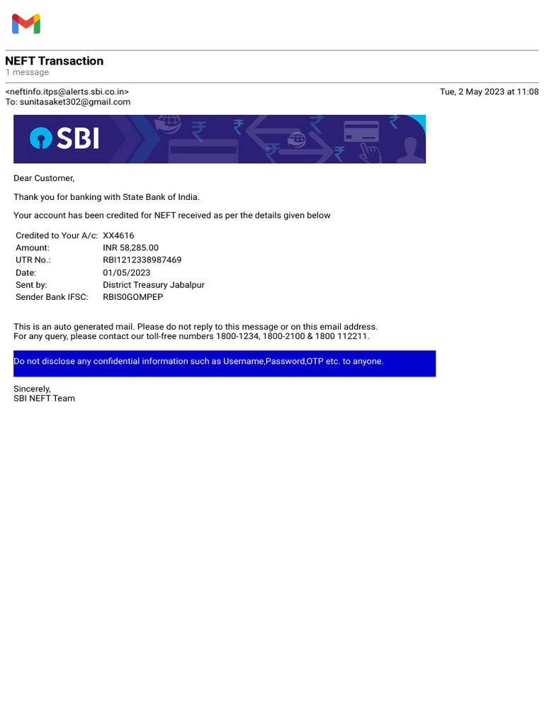 Gmail - NEFT Transaction | PDF | Finance & Money Management