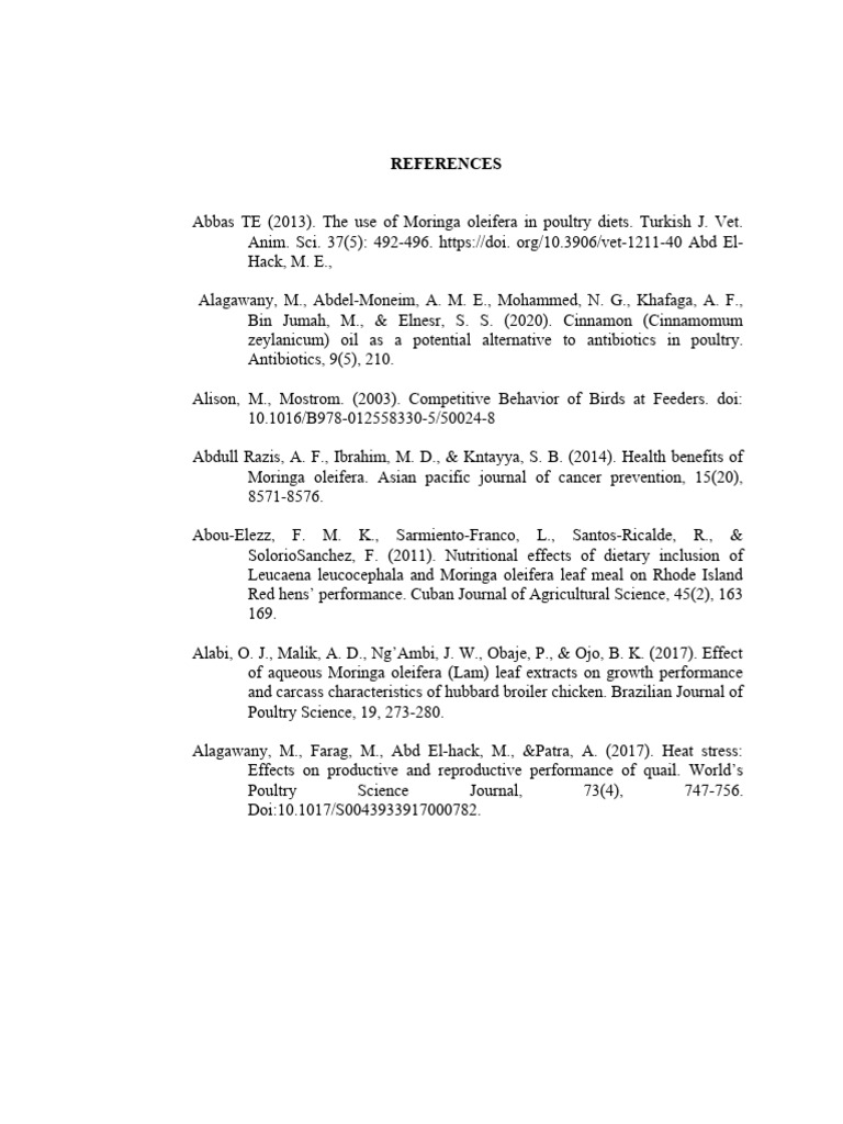 REFERENCES | PDF | Poultry | Poultry Farming