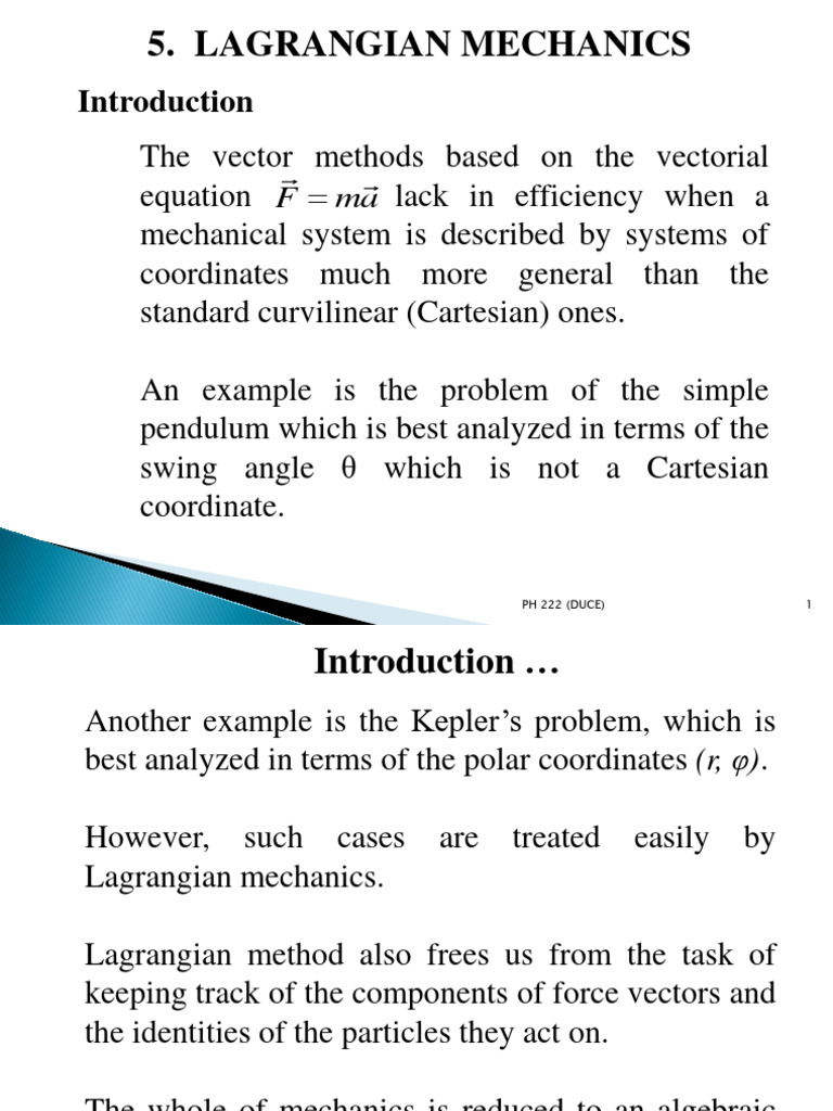 5 Lagrangian Mechanics | PDF | Lagrangian Mechanics | Hamiltonian Mechanics 5 Lagrangian Mechanics | PDF | Lagrangian Mechanics | Hamiltonian Mechanics