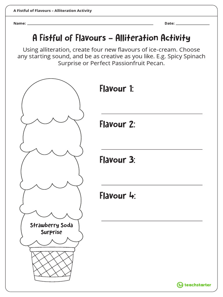 A Fistful of Flavours Alliteration Activity A Do Be Reader | PDF