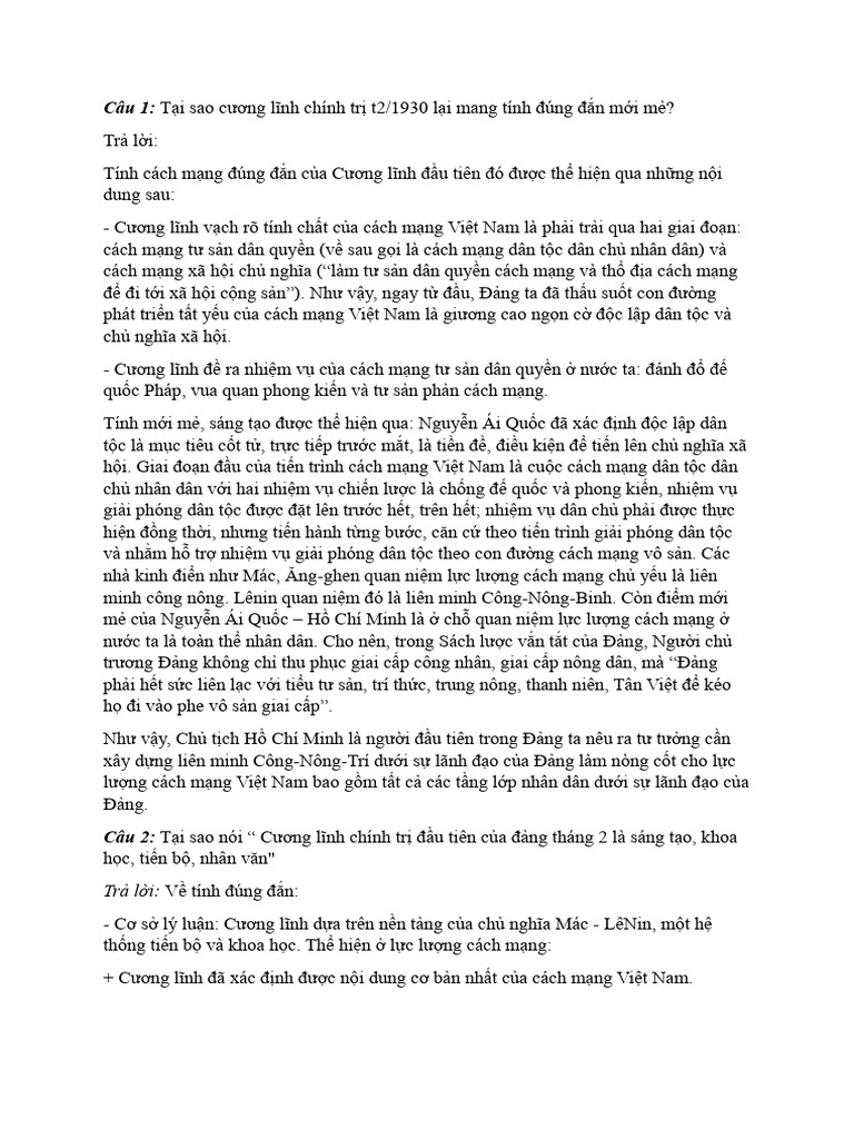 Câu hỏi LSĐ - NHOM8 | PDF